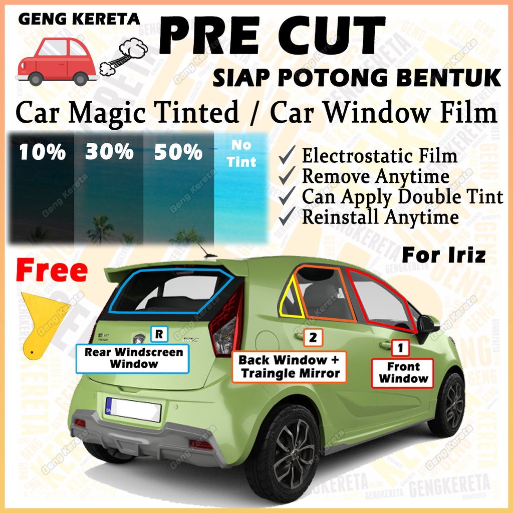For Proton iriz Magic Tint Car Window Glass Solar Film Pre Cut ...