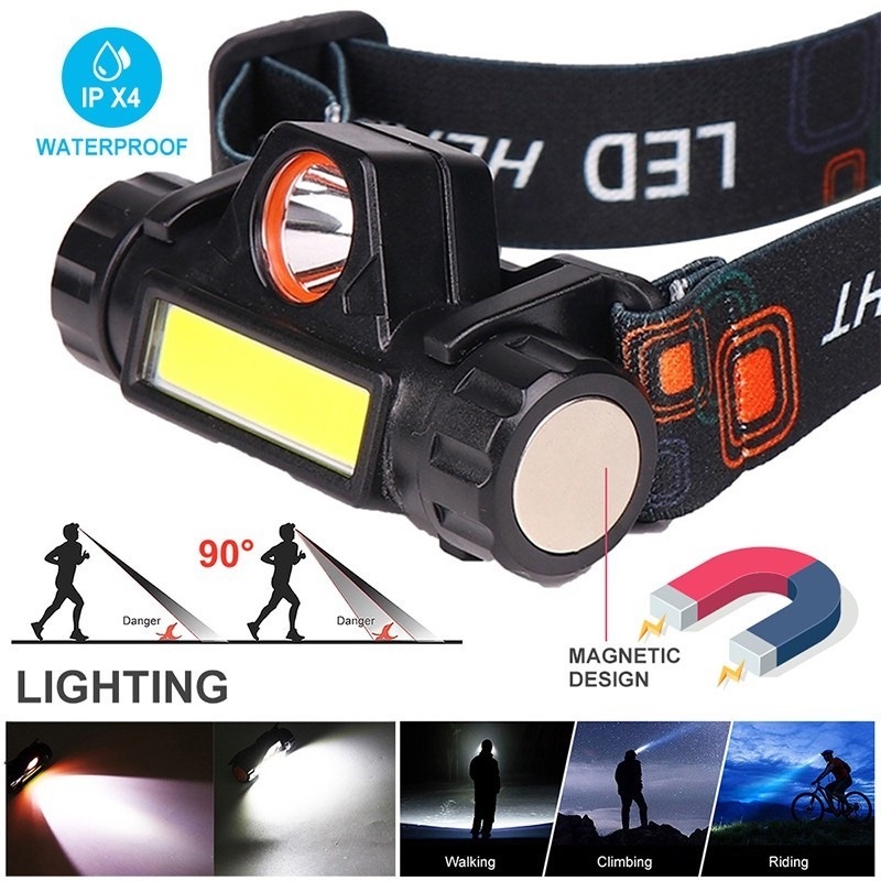 Multifunctional Waterproof Powerful LED Headlamp XPE + COB USB ...