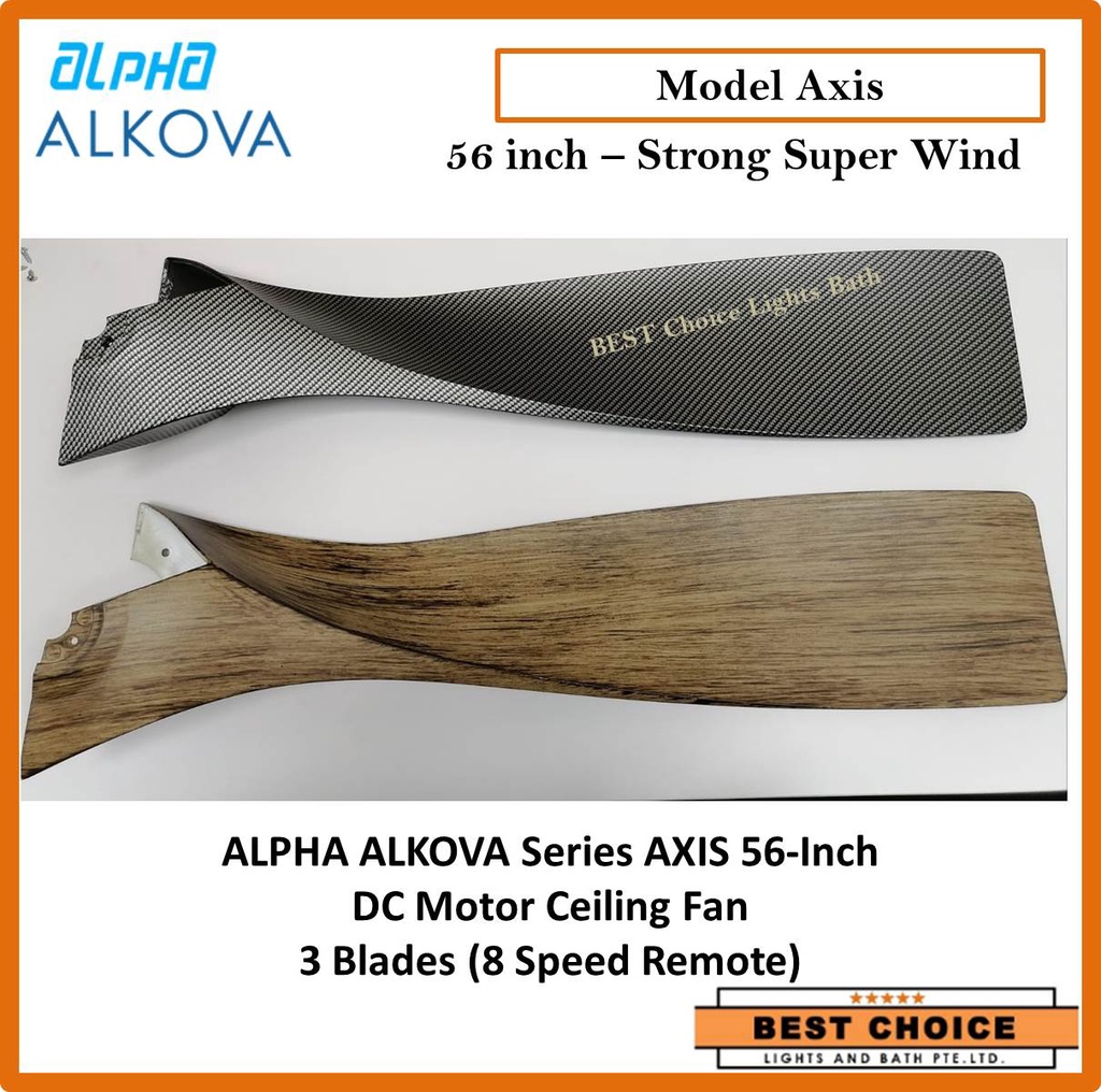 ALPHA ALKOVA AXIS DC Motor Ceiling Fan 42/48/56-Inch 8 Speed Led Light ...