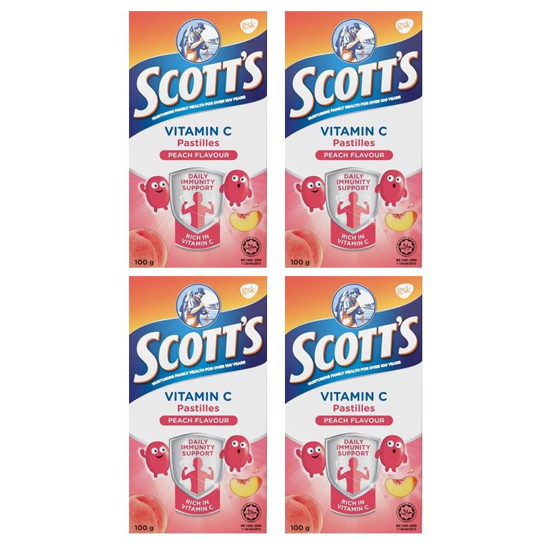 [Bundle of 4] Scott's Vitamin C Pastilles, Children Supplement, Peach ...