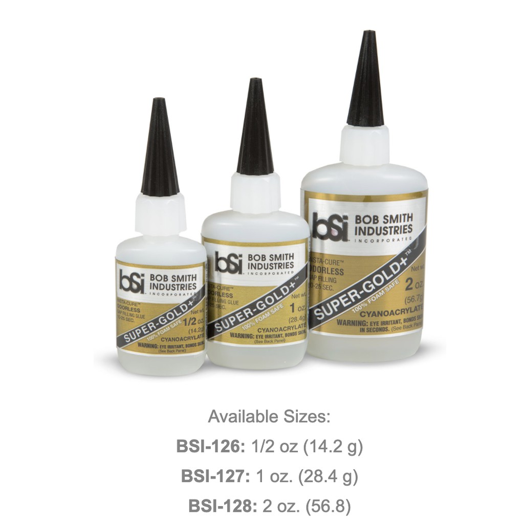 BSI SUPER-GOLD+™ Odorless Foam-Safe CA Glue (5-20 SEC. / 100% foam safe ...