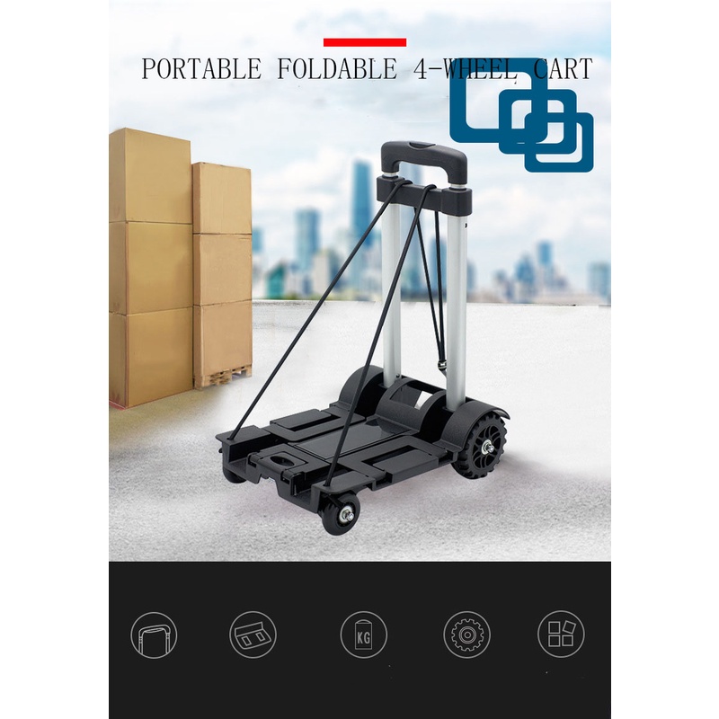 Black Folding Luggage Cart Light Aluminum Collapsible Portable Fold Up ...