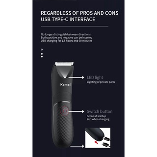 Kemei Groin Area Hair Trimmer Lawn Mower Ceramic Blade Waterproof Wet Dry Clippers Pubic Armpit ...