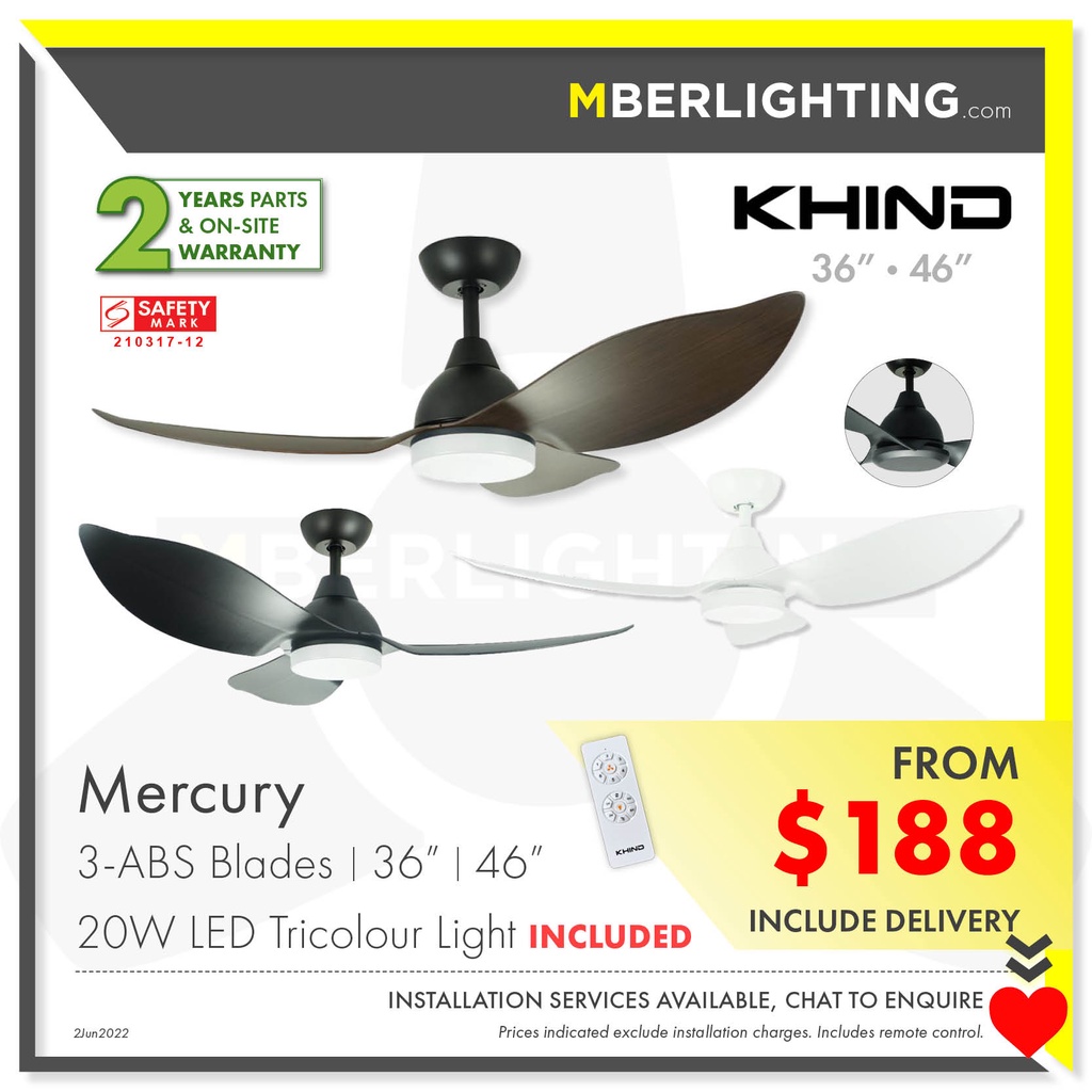 [Cheapest] KHIND Mercury 36/48inch 3-ABS-Blades DC Ceiling Fan With ...