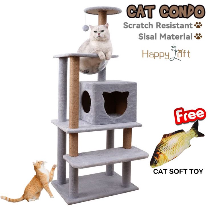 [SG SELLER] 1.4m Cat Condo Cat Kitten Kitty Tree Tower Cat Rest Play ...