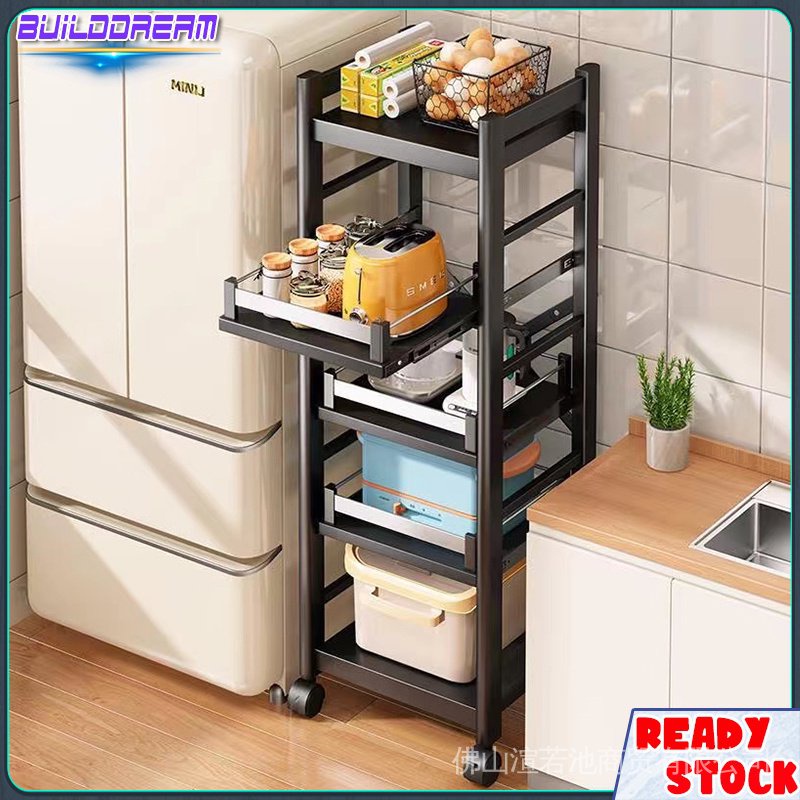 Metal Rack Kitchen Shelf Drawer Rack with Wheels Storage Rack Narrow ...