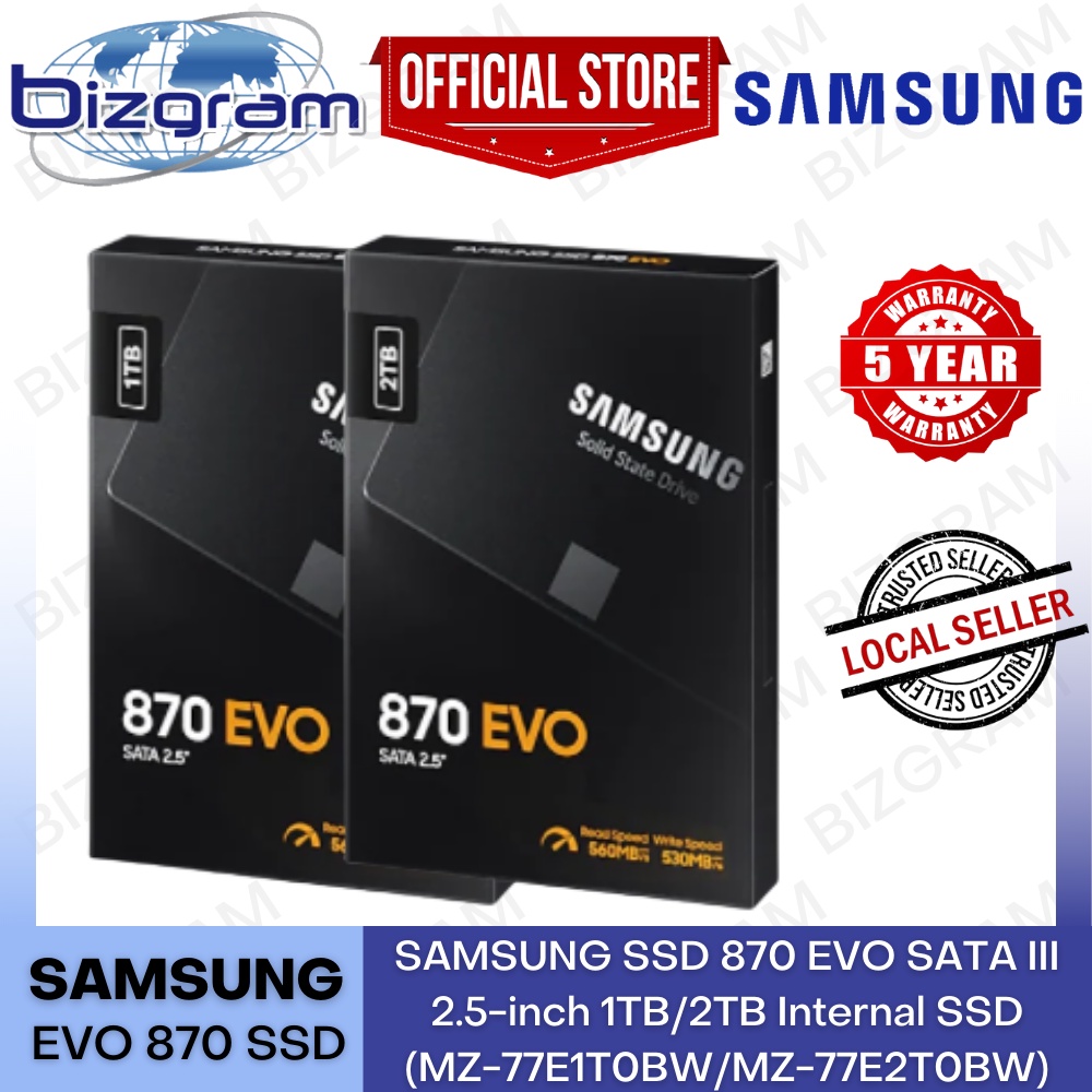 SAMSUNG SSD 870 EVO SATA III 2.5-inch 1TB/2TB Internal Solid State Hard Drive (MZ-77E1T0BW/MZ ...