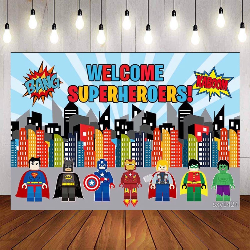 Welcome Superheros Backdrops Cartoon The Avengers For Boys Birthday ...