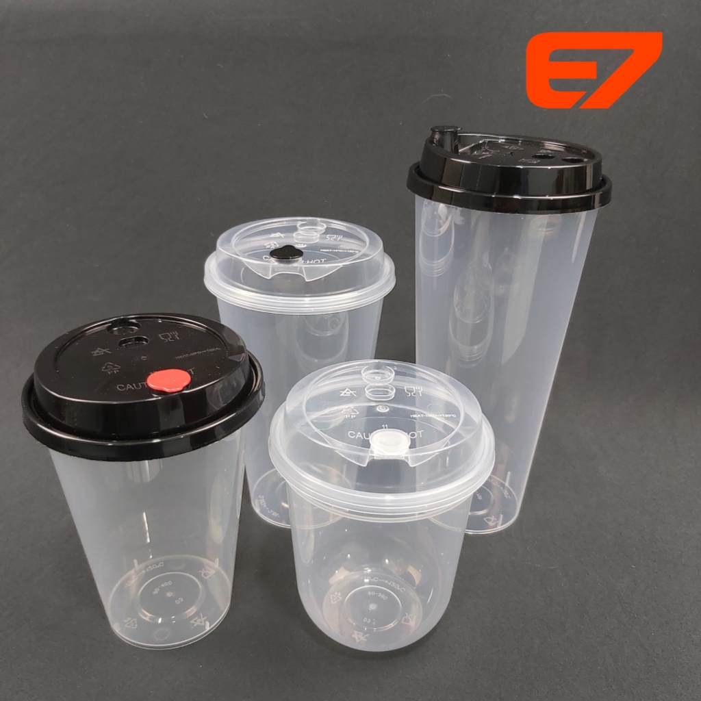 PP+Lid Cups PP Bubble Tea Plastic Cups 380 to 700ml (25pcs) | Shopee ...