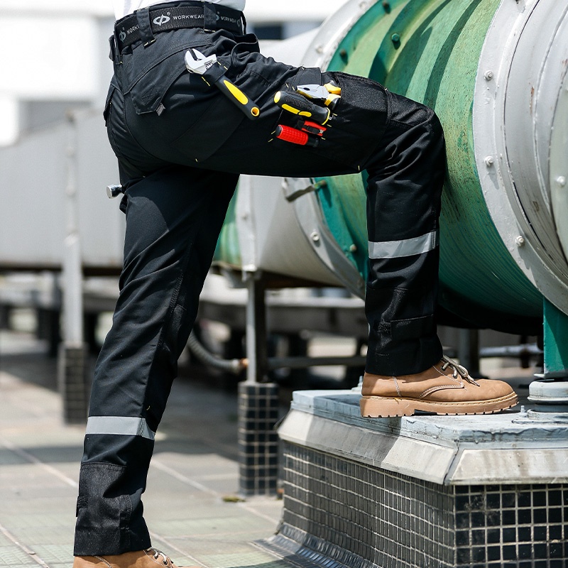 Men Outdoor Cargo Pants with Multi Pockets and Reflective Stripe Safari ...