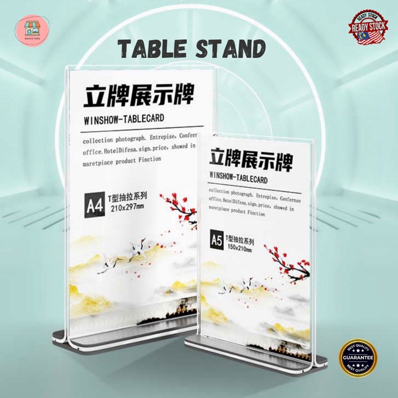 A4, A5, A6 Size Arcylic T-Shape Table Stand/Card Holder Display Stand ...