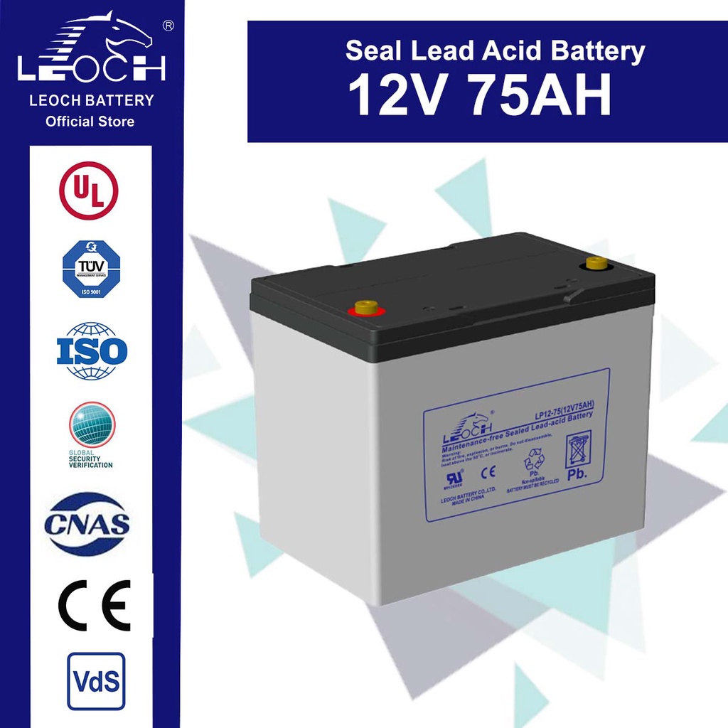 12V 75AH Leoch Sealed Lead Acid Battery LP12-75 for general purpose ...