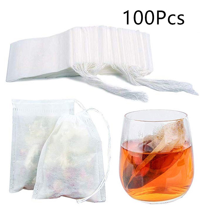 100Pcs Disposable Empty Teabags String Heat Seal Coffee Filter Portable ...