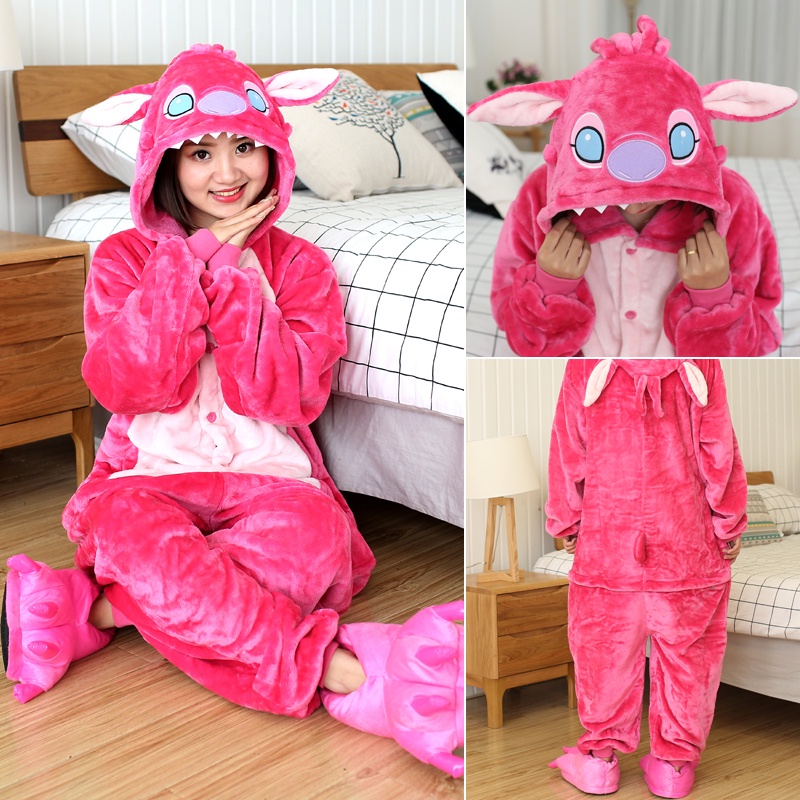 Animal Pink Stitch Kigurumi Onesie Adults Teenagers Women Pajamas Night ...