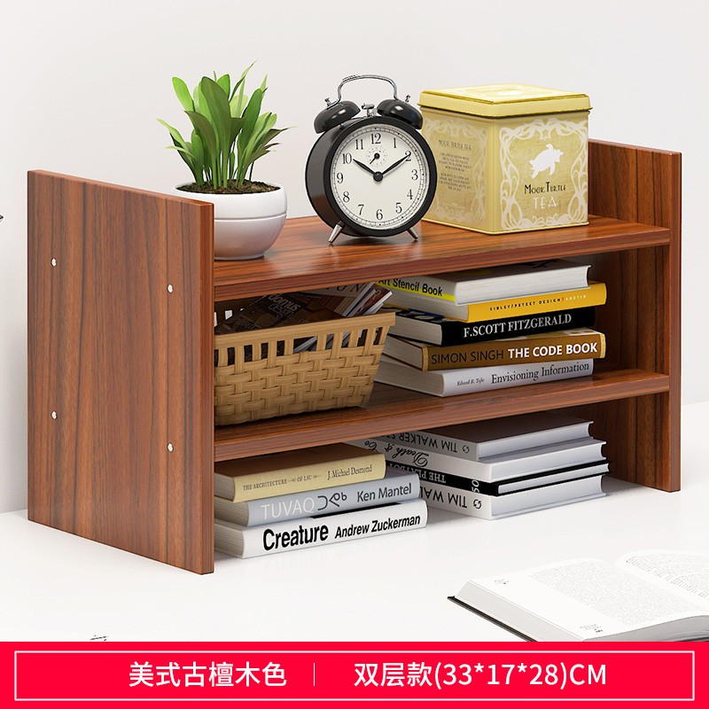 Double Shelf Table Small Bookshelf Simple Modern Desk Storage Rack FBX5 ...