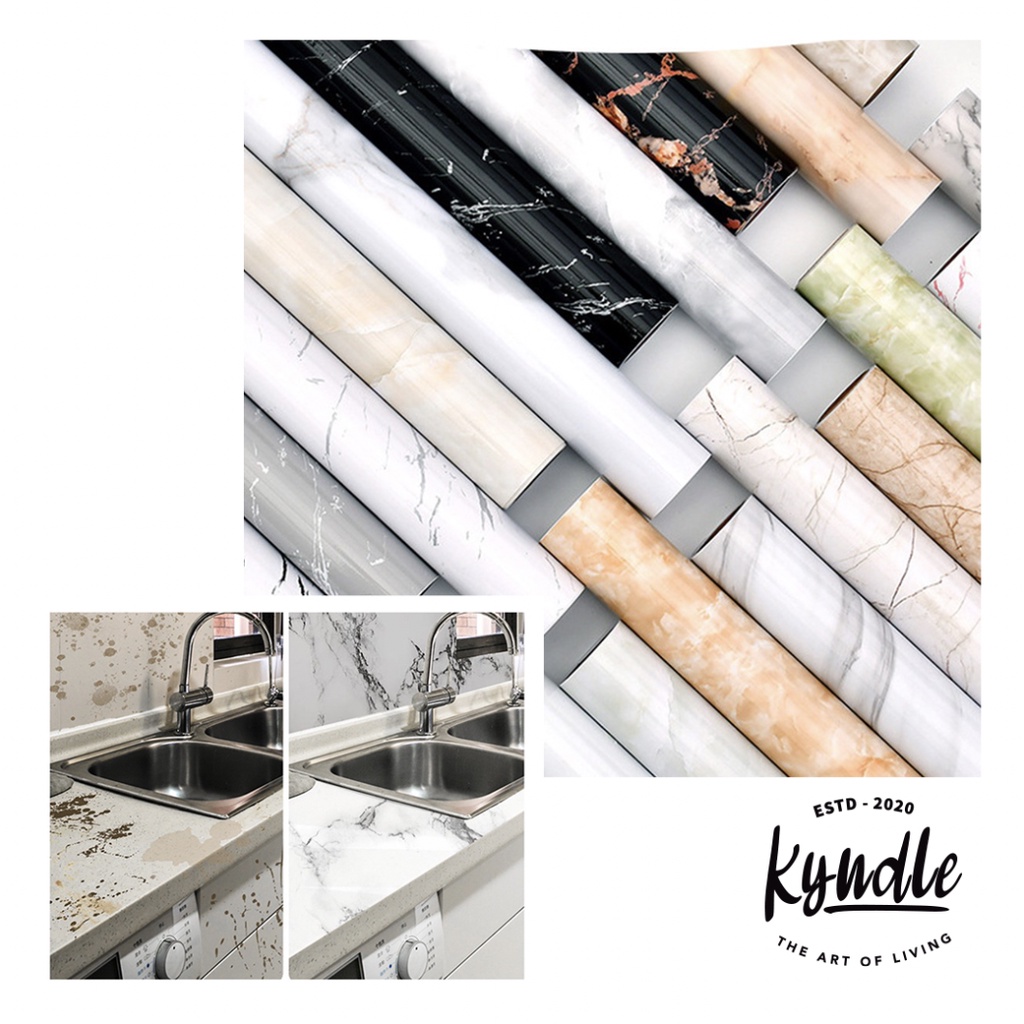 Marble/Stone Wallpaper Waterproof Contact Decorative Kitchen Cabinets ...