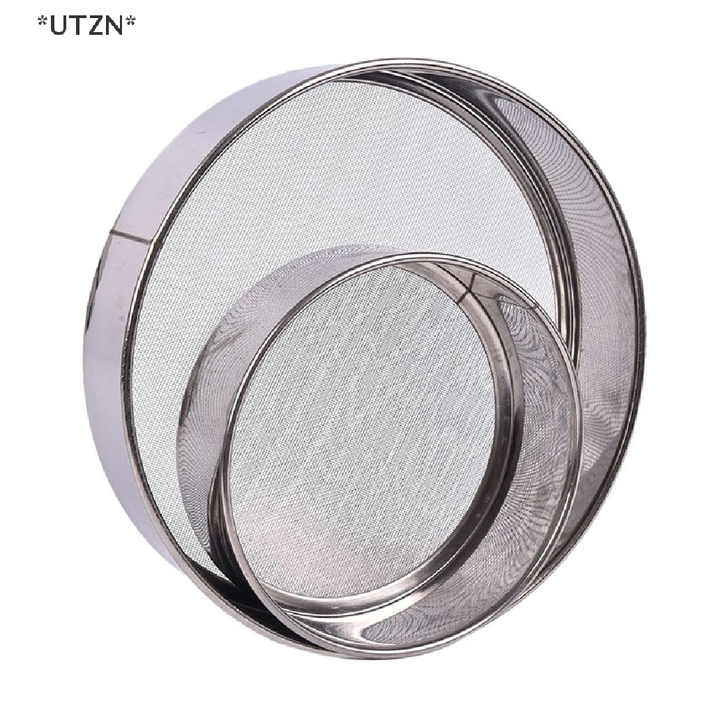 UTZN> Kitchen Mesh Flour Sifter Round Stainless Steel Flour Sieve ...
