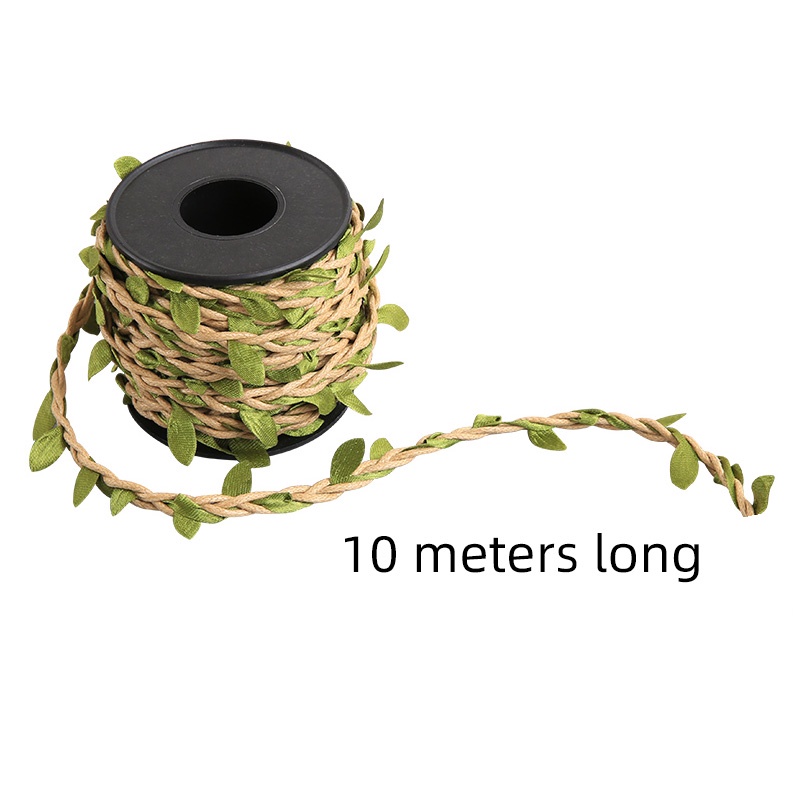 10M Simulation Green Leaves Hemp Rope Celebration Party Deco DIY Rattan ...