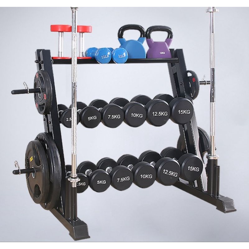 Potria 3 Tier Multi-Storage Dumbbell Rack Home Gym Fitness Workout ...