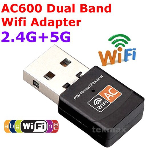 Fast AC600 Dual Band 2.4G + 5G Hz Mini Portable Wireless USB Wifi ...