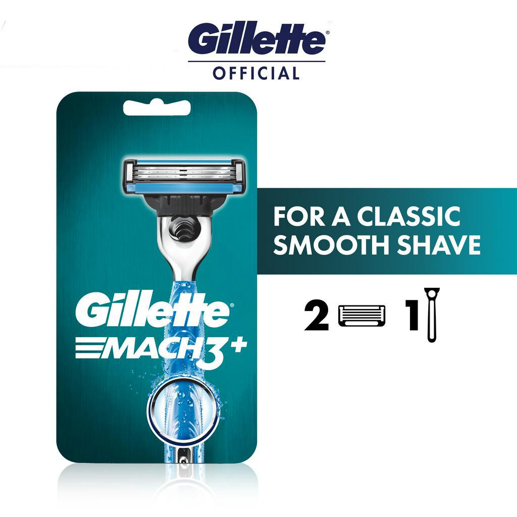 Gillette Mach 3+ 1 Handle + 2 Razor Blade Refills / Cartridges | Shopee ...