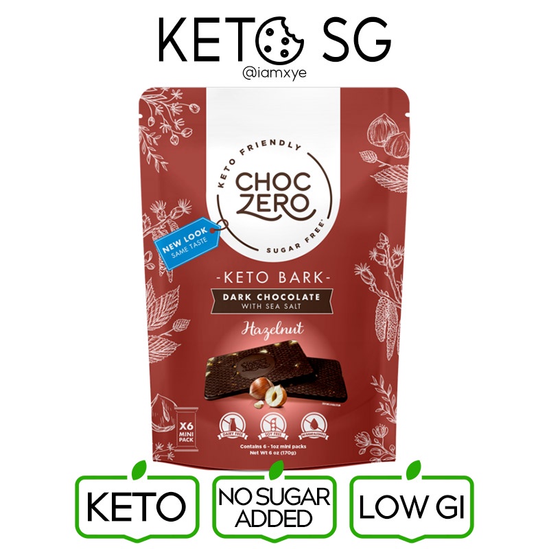 ChocZero Keto Bark Bars Dark Chocolate Sea Salt Hazelnut - No Added ...