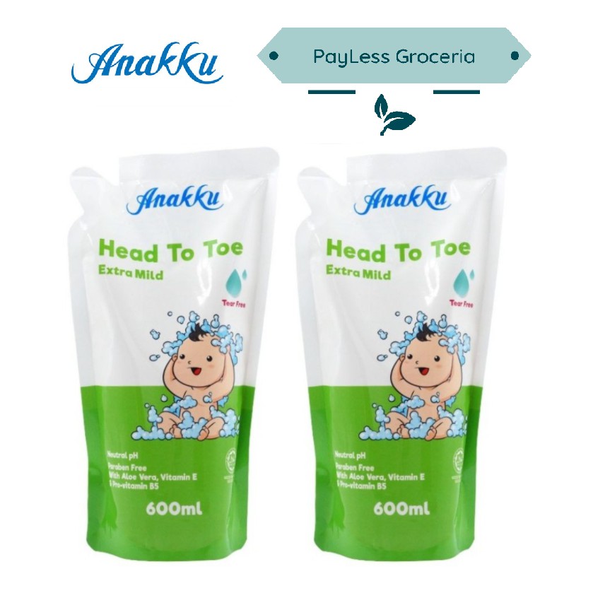 Anakku Baby Extra Mild Head To Toe Refill Twin Pack 600ML x 2 | Shopee ...