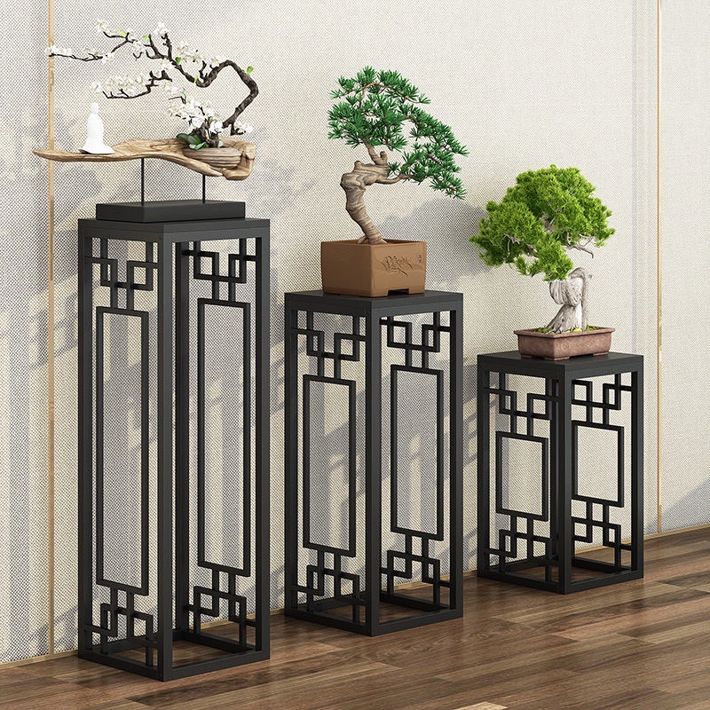 Chinese flower stand wrought iron shelf balcony living room indoor ...