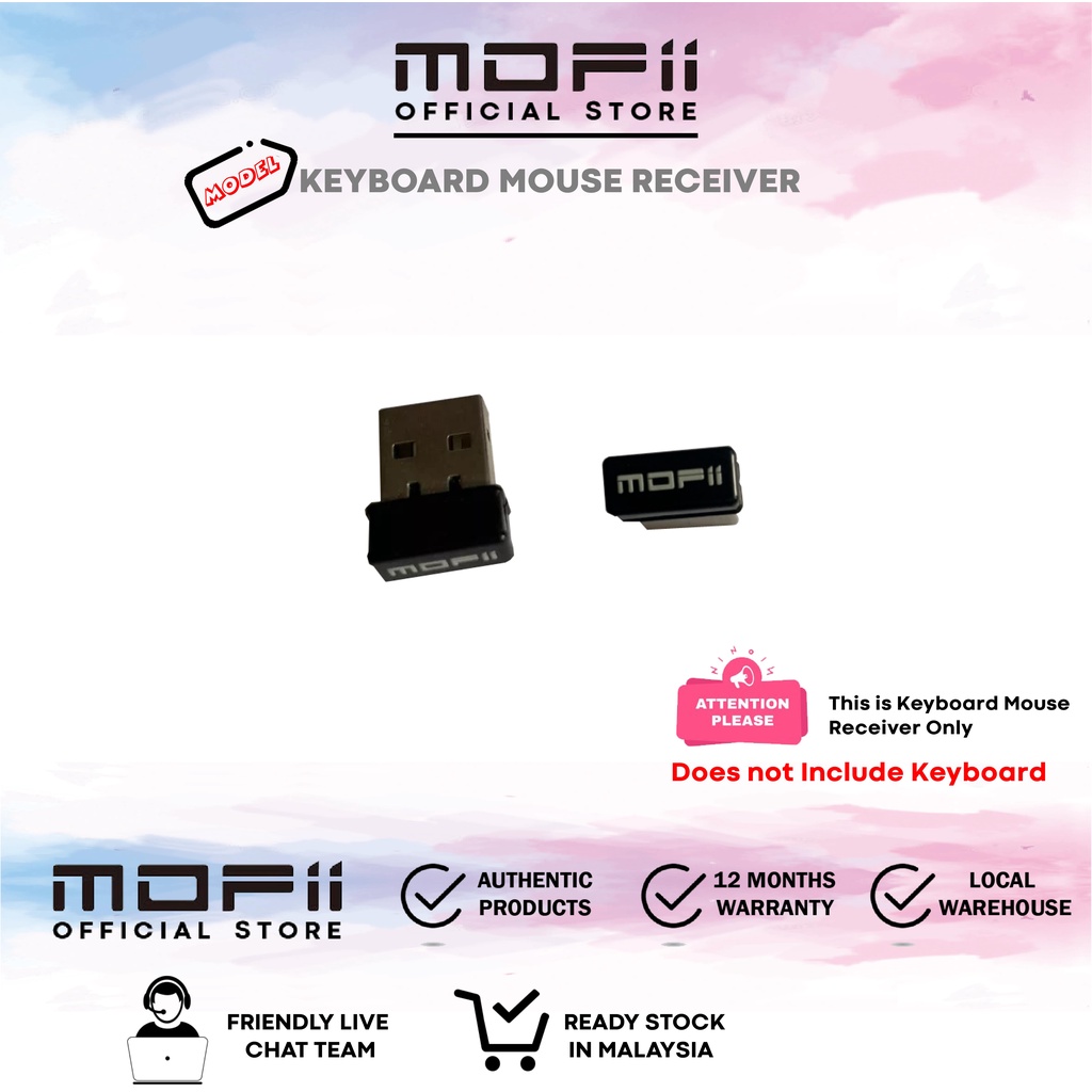 MOFII Wireless Keyboard Mouse Set Transmitter USB Receiver Signal ...