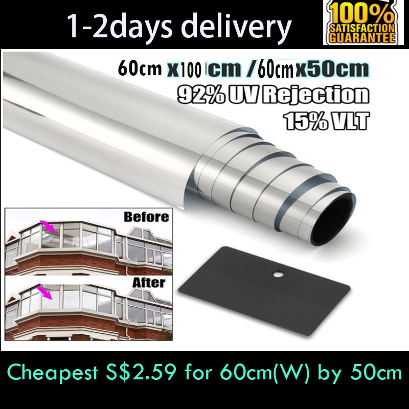 15% VLT Chrome Silver Window Tint Film Solar Reflective Window Film One ...