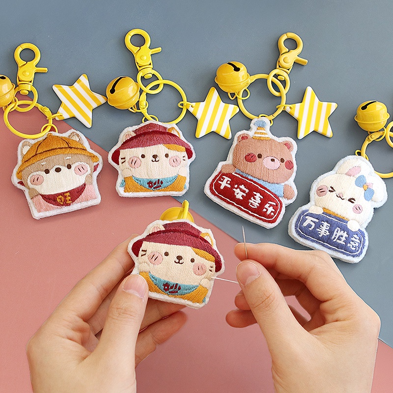 DIY Embroidery Keychain Material Bag Ping An Fu Embroidery Diy for ...