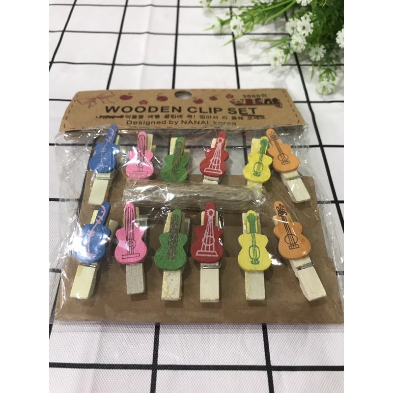 Wooden Clip Set Guiter / Wooden Clip Log Photos Clip - 12 Pcs | Shopee ...