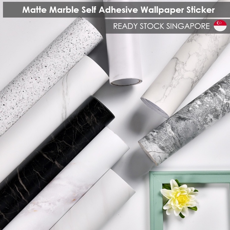 *READY STOCK 🇸🇬* Marble Wallpaper Matte Self Adhesive Furniture Sticker ...