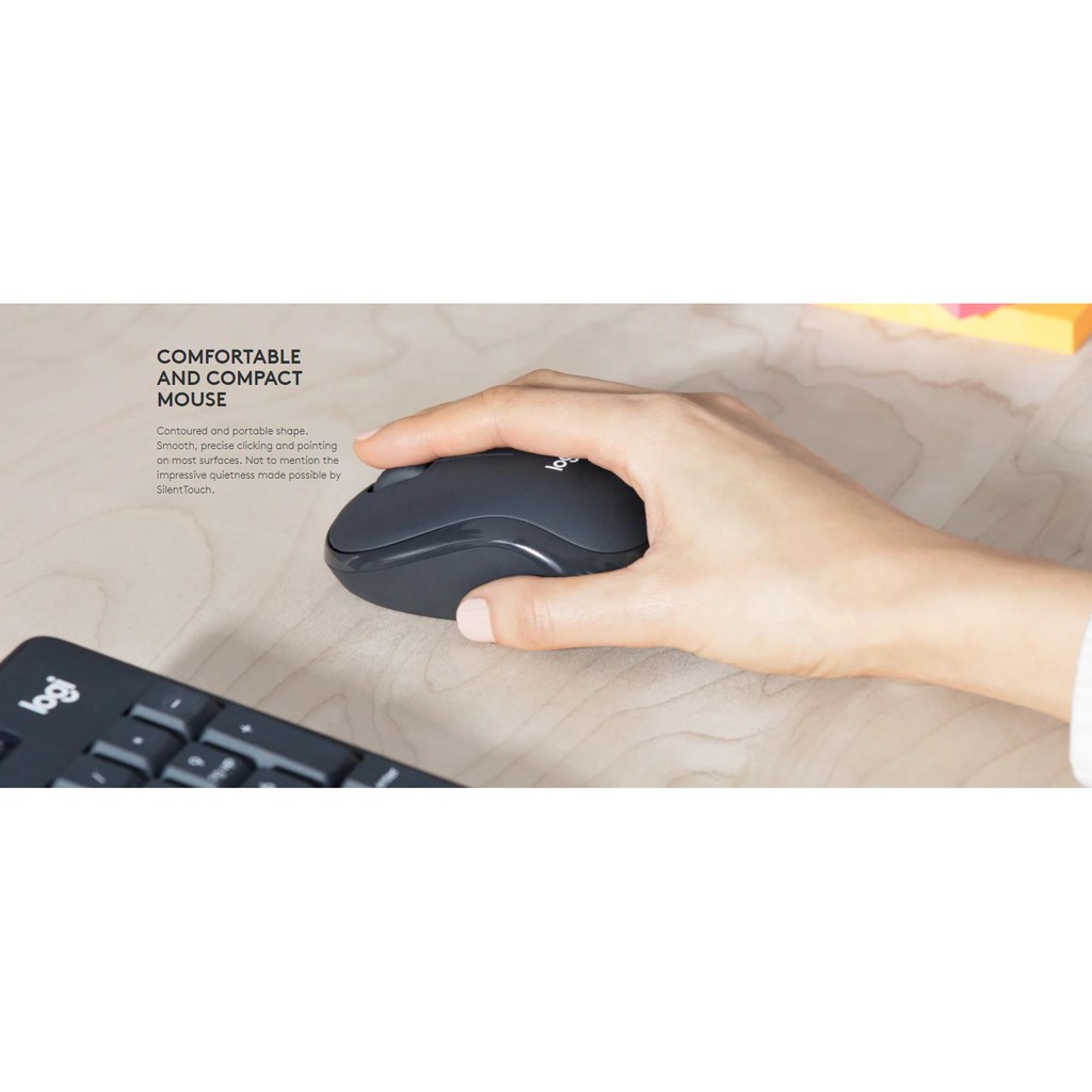 Logitech Mk295 Silent Wireless Combo Comfort Compact Mouse Full Size Keyboard Win Chrome 2 Yr