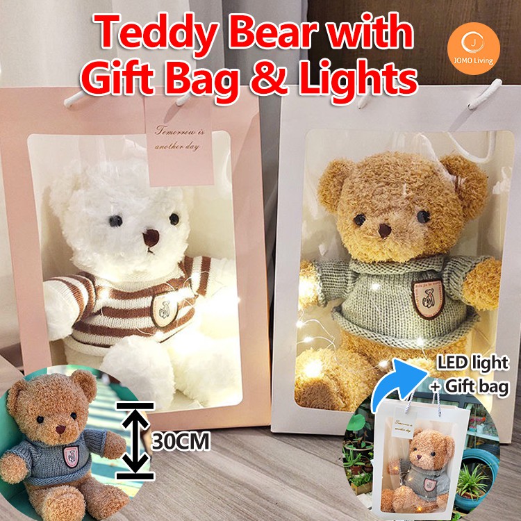 SG Ready Stocks Korea Teddy Bear with Gift Bag & lights! Plush Soft toy ...