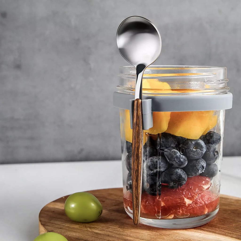 Oatmeal Cup Breakfast Coffee Cup with Lid Spoon Portable Sealed Glass ...