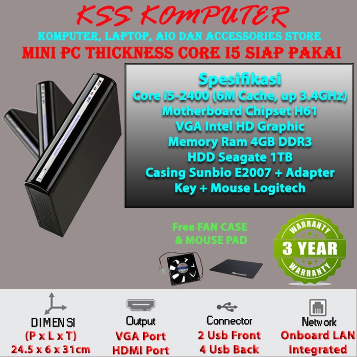 Computer SLIM/Thin/MINI PC [Core i5, HDD 1TB] Ready To Use Guaranteed ...