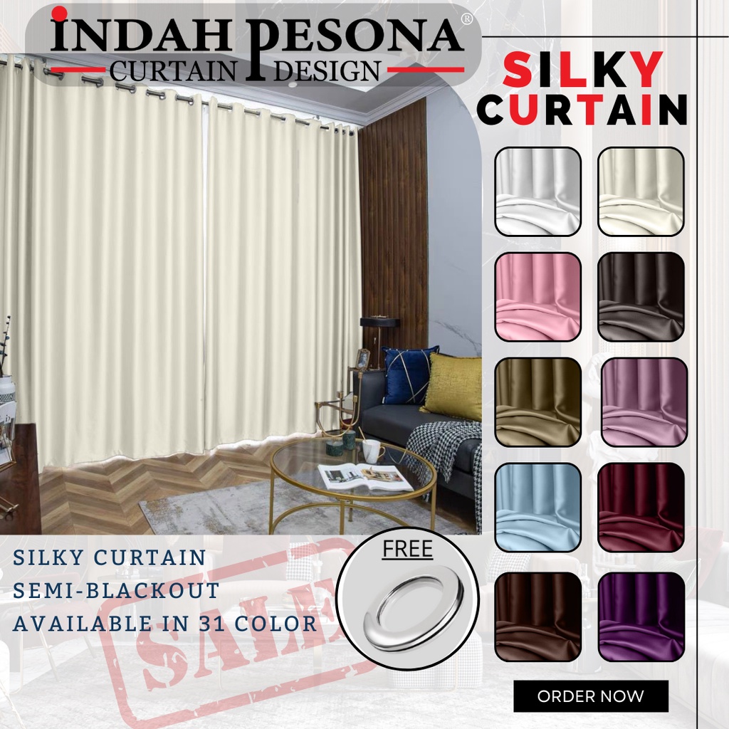 SE2 Made Curtain Siap Jahit Langsir / Langsir Sliding Door Kain Tebal ...