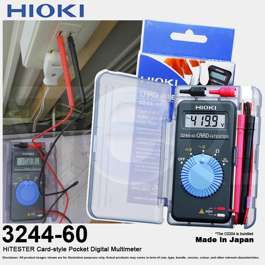 Hioki 3244-60 Card HiTester and Digital Multimeter (Made in Japan) One ...