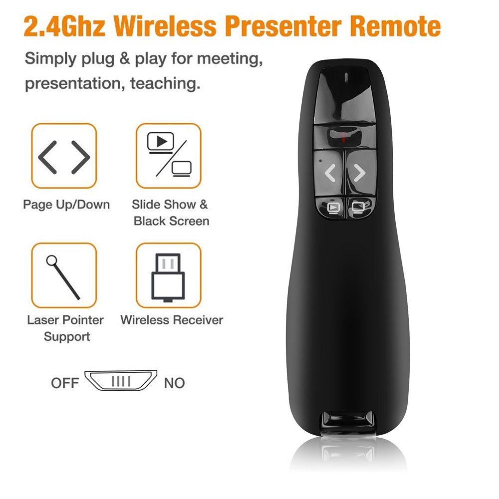 R400 2.4Ghz USB Pointer Wireless PPT Presenter Pen Red Laser Remote ...