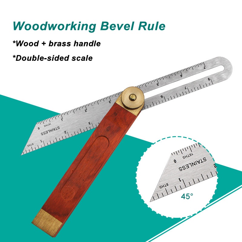 Angle Rulers Gauges Tri Square Sliding T-Bevel With Wooden Handle Level ...