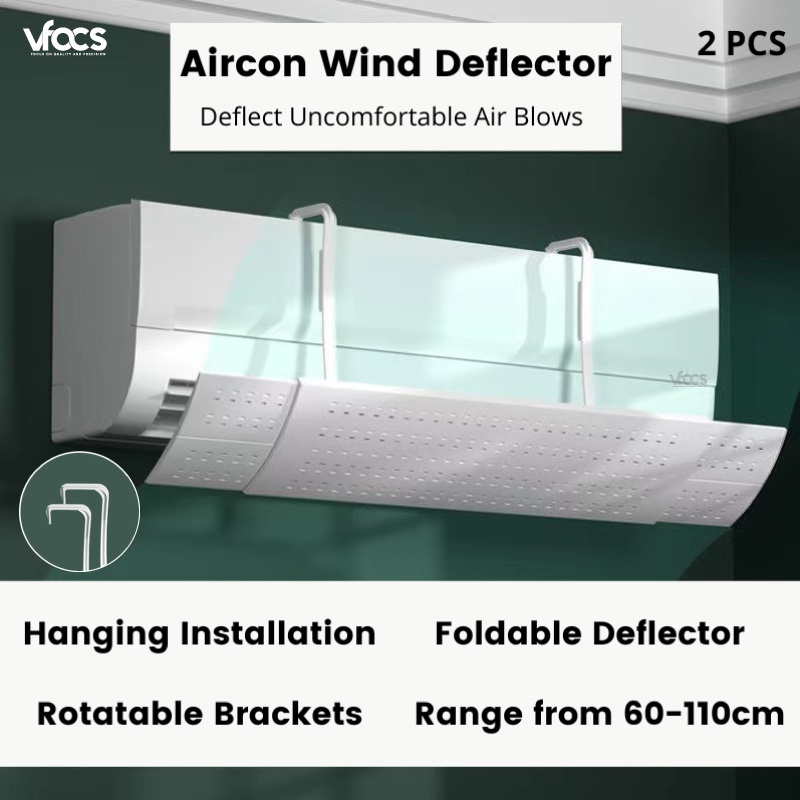 【2pcs】Aircon Wind Deflector Adjustable Wall-Mounted Air Conditioner ...