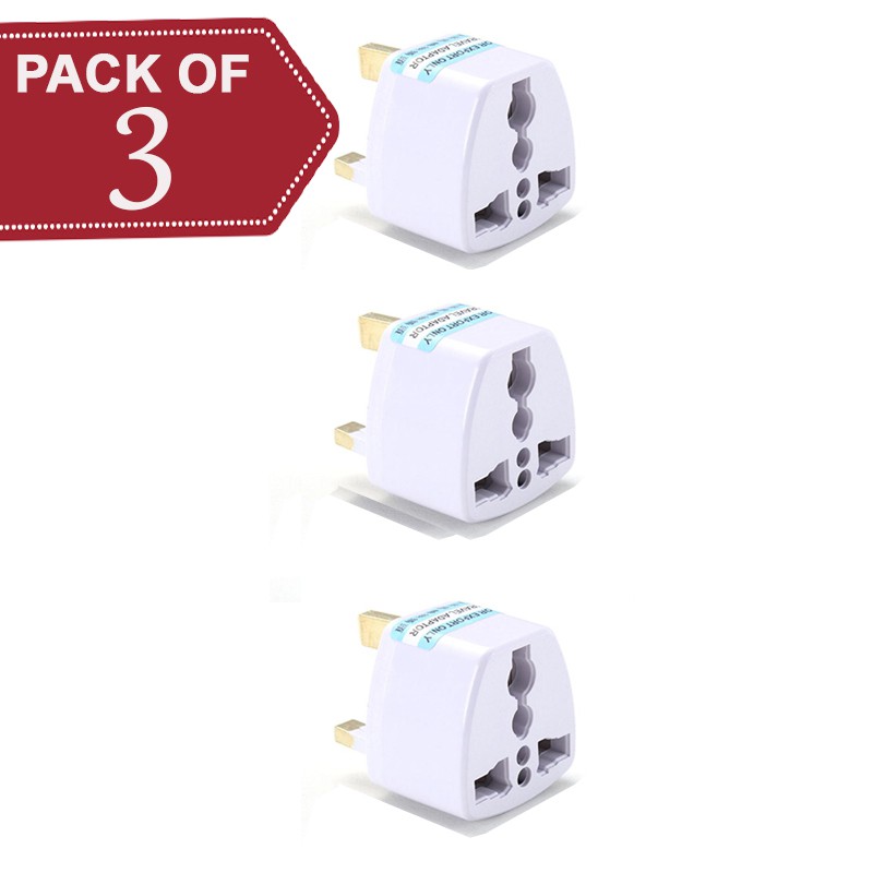 (Pack of 3) UK 3 Pin Plug Travel Adaptor 3-pins Power Adaptor Power ...