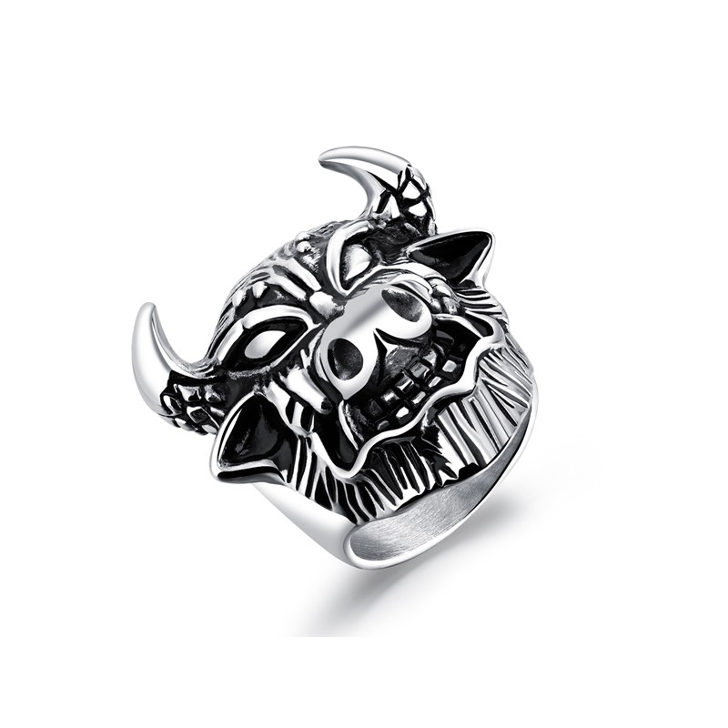 [C565] (High-Quality Titanium Steel Ring-Zodiac Ox Head Ring/Silver ...