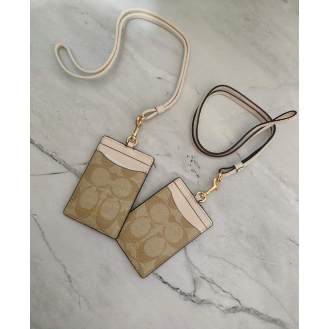 Coach lanyard signature chalk coach id card | Shopee Singapore