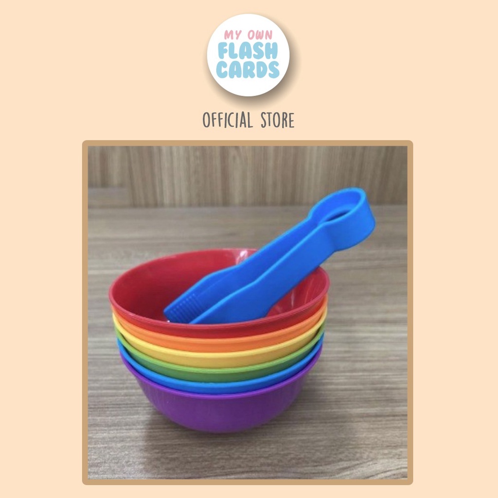 Sorting Bowl 6 colors with Big Tweezer - Colorful Bowl Montessori Play ...
