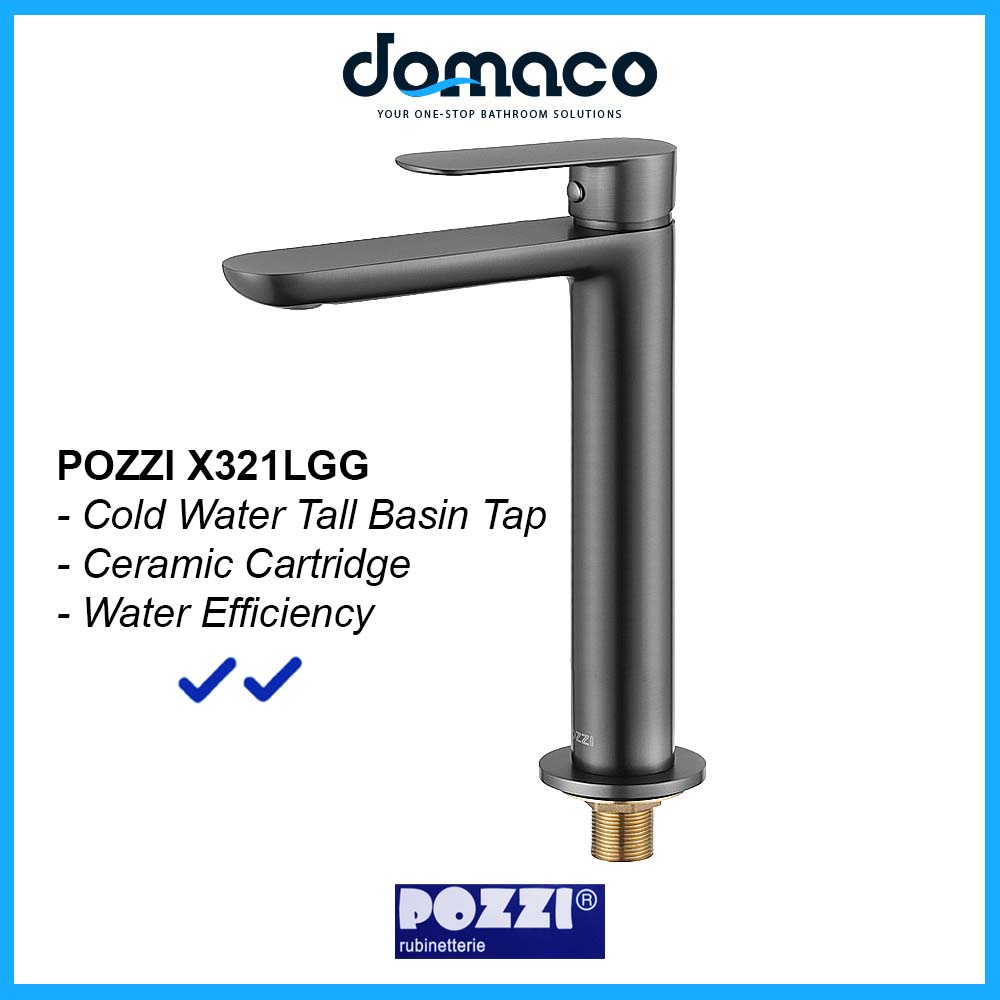 Pozzi X321LGG Gun Grey Tall Basin Tap | Shopee Singapore