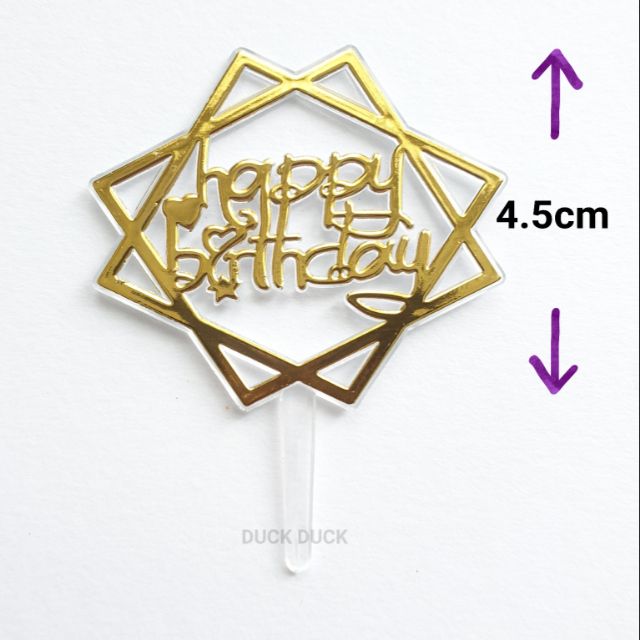 Happy Birthday Topper Happy Birthday Cake Insert Card (Golden) | Shopee ...