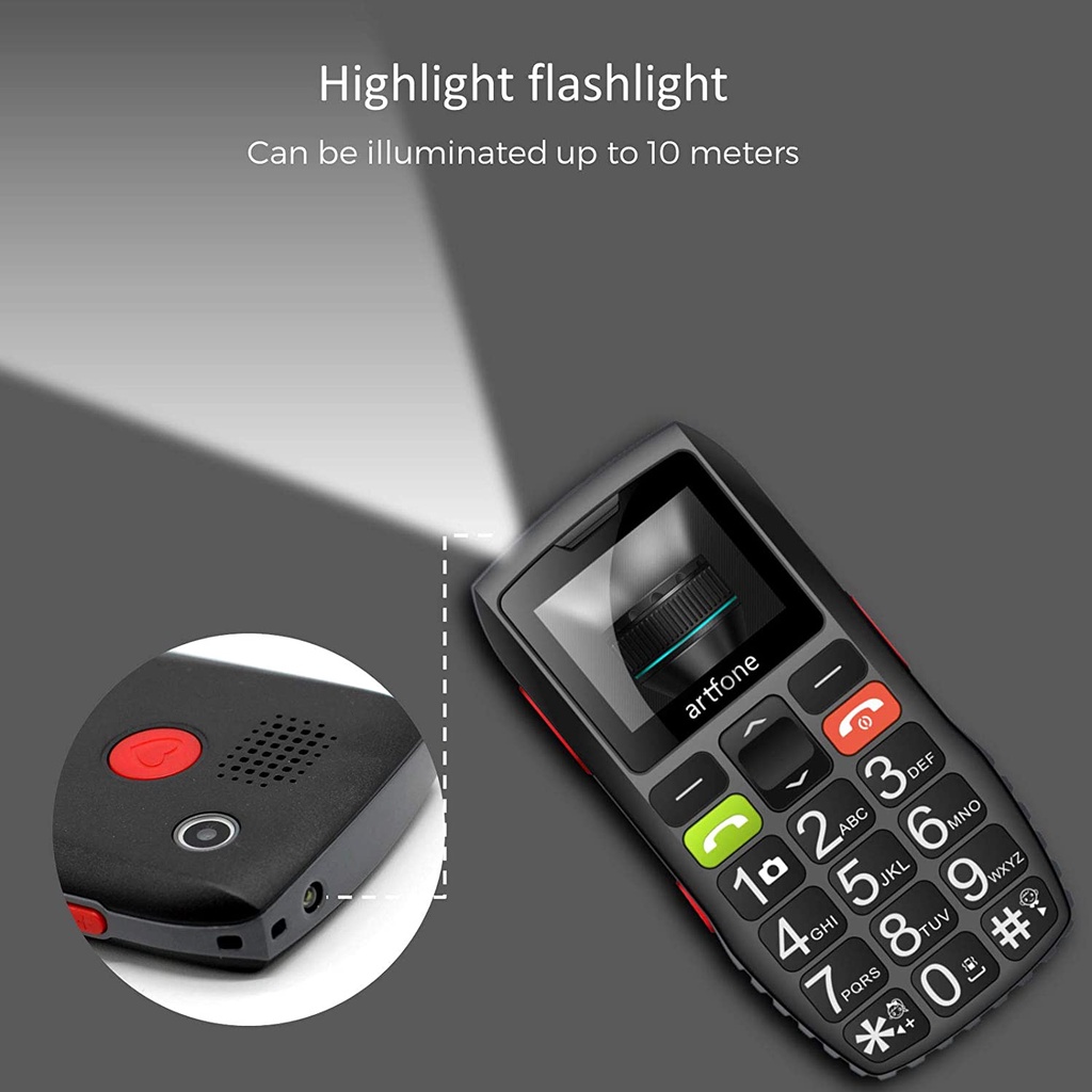 Artfone C1 Big Button Mobile Phone for Elderly, Unlocked Senior Mobile Phone With SOS Emergency ...