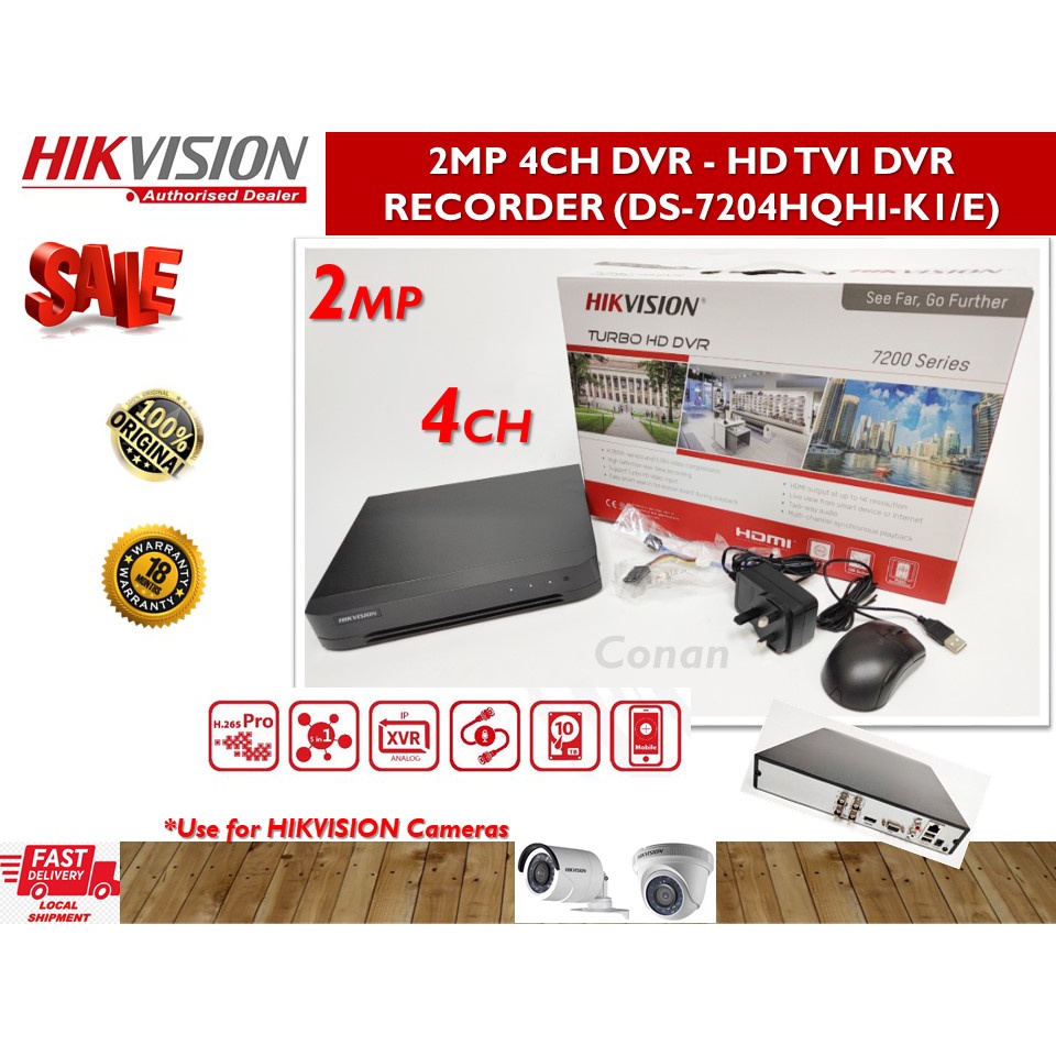 HIKVISION 2MP 4 CHANNEL HD TVI DVR RECORDER (DS-7204HQHI-K1/E) | Shopee Singapore